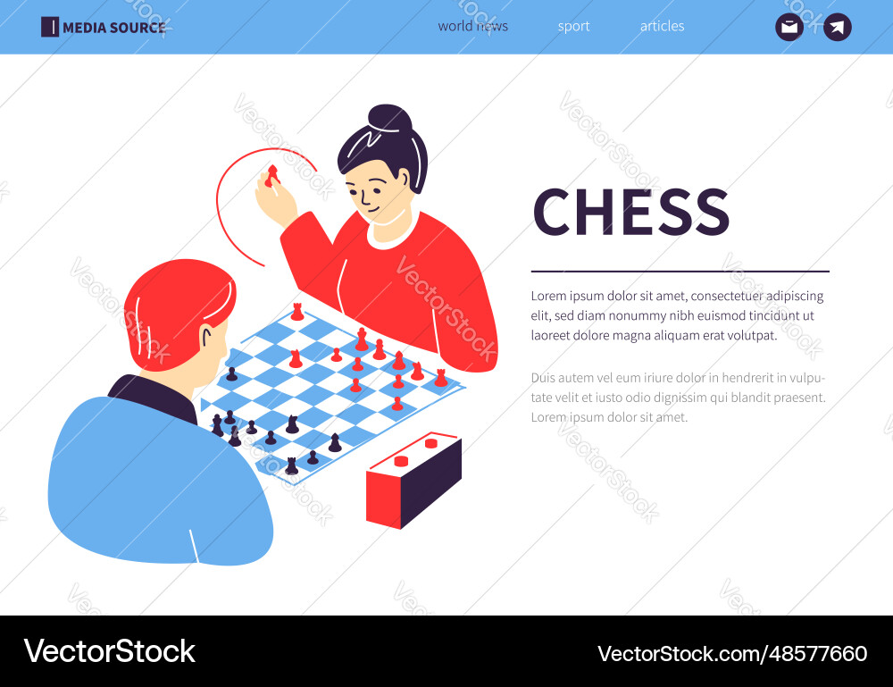 Play chess with a partner - colorful flat design Vector Image