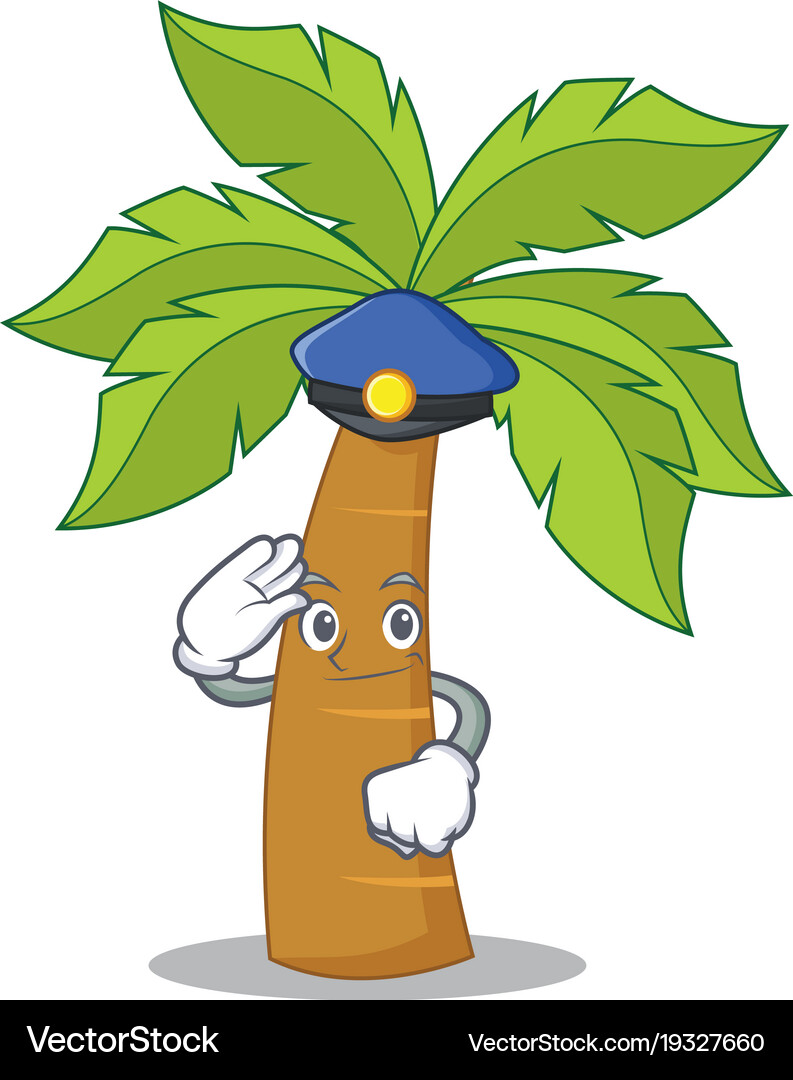Police palm tree character cartoon Royalty Free Vector Image