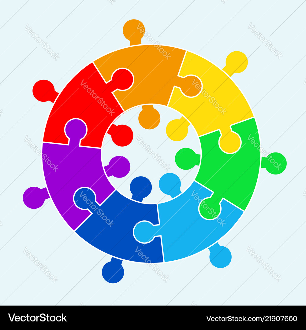 Puzzle circle jigsaw game figure icon isolated Vector Image