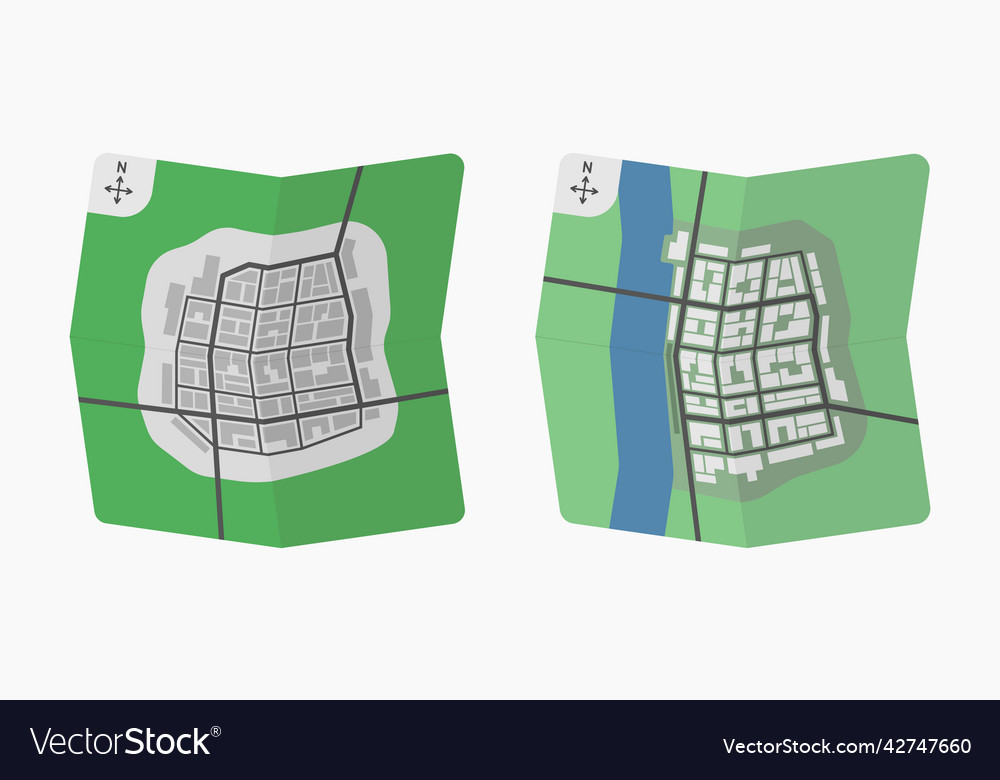 Town map colored flat Royalty Free Vector Image