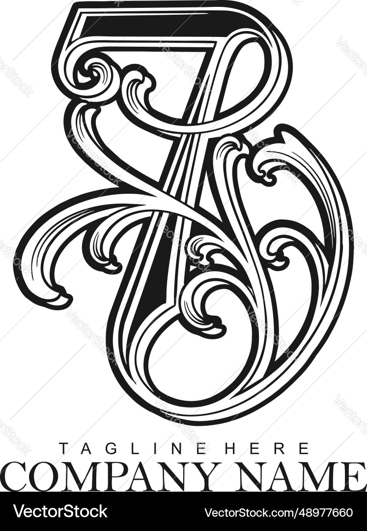 Vintage elegance number 7 monogram flourish Vector Image