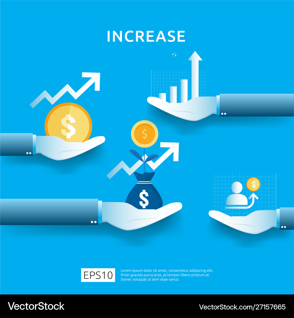363 hand chart growth 01business chart on hand Vector Image