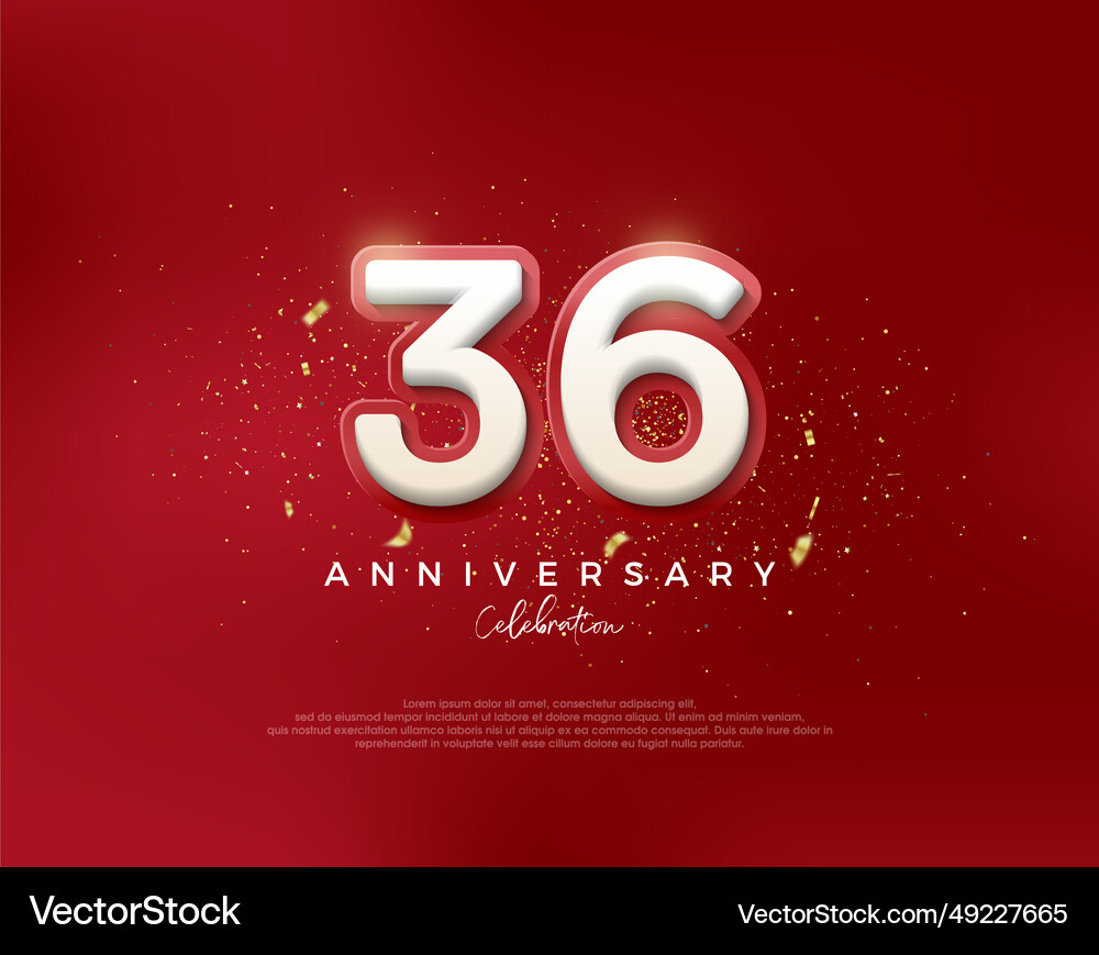 36th anniversary number with 3d white numbers Vector Image