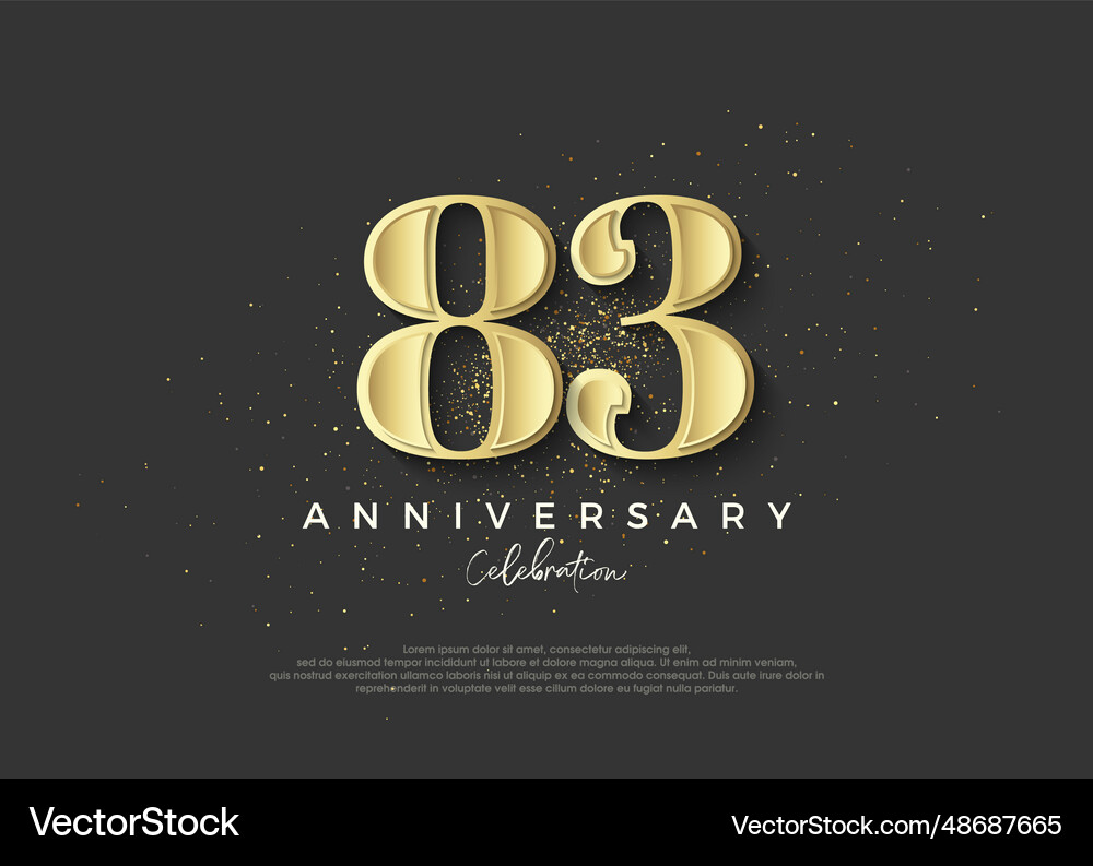 83rd anniversary golden premium design Royalty Free Vector
