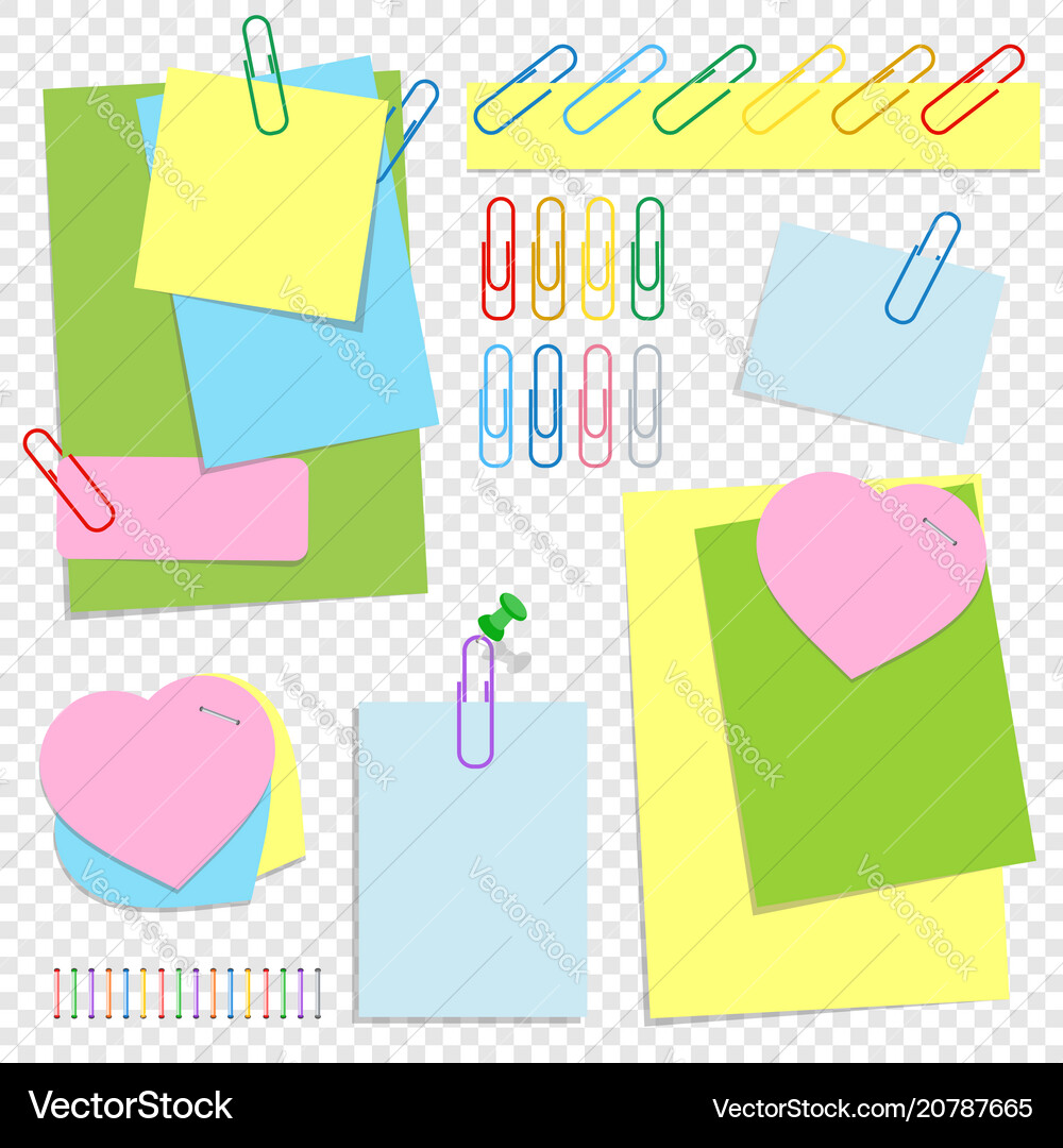 A set of colored office sticky sheets Royalty Free Vector