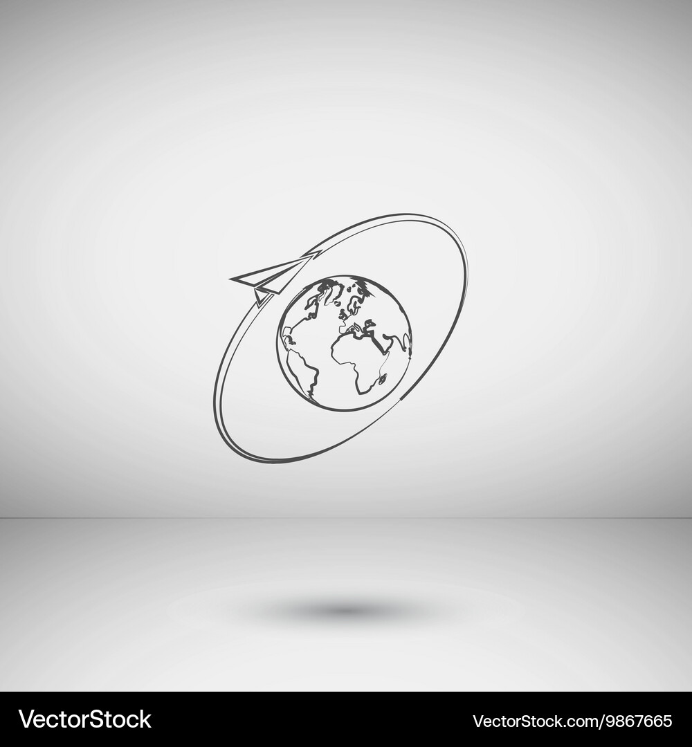 Airplane fly around the planet earth logo Vector Image