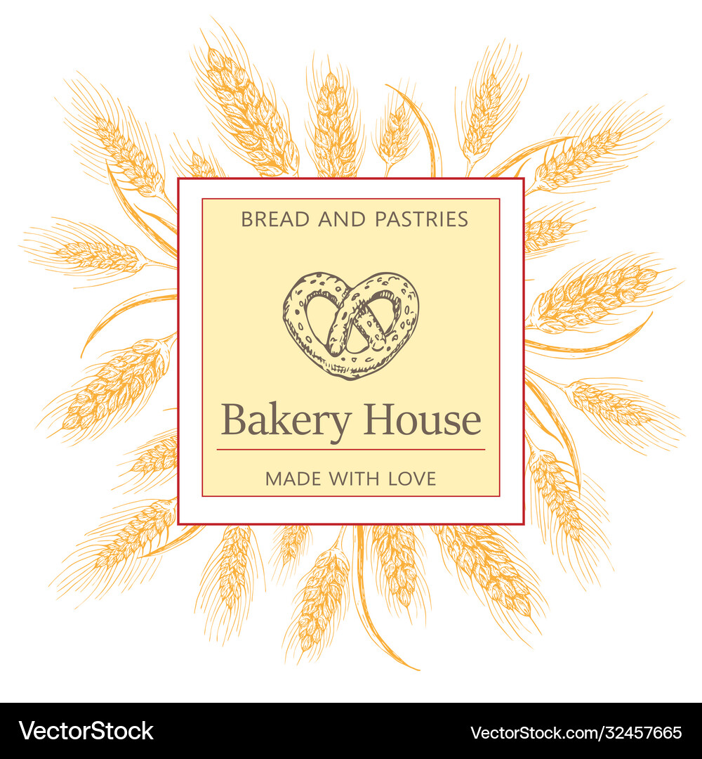 Bakery pastry shop label logo flyer template Vector Image