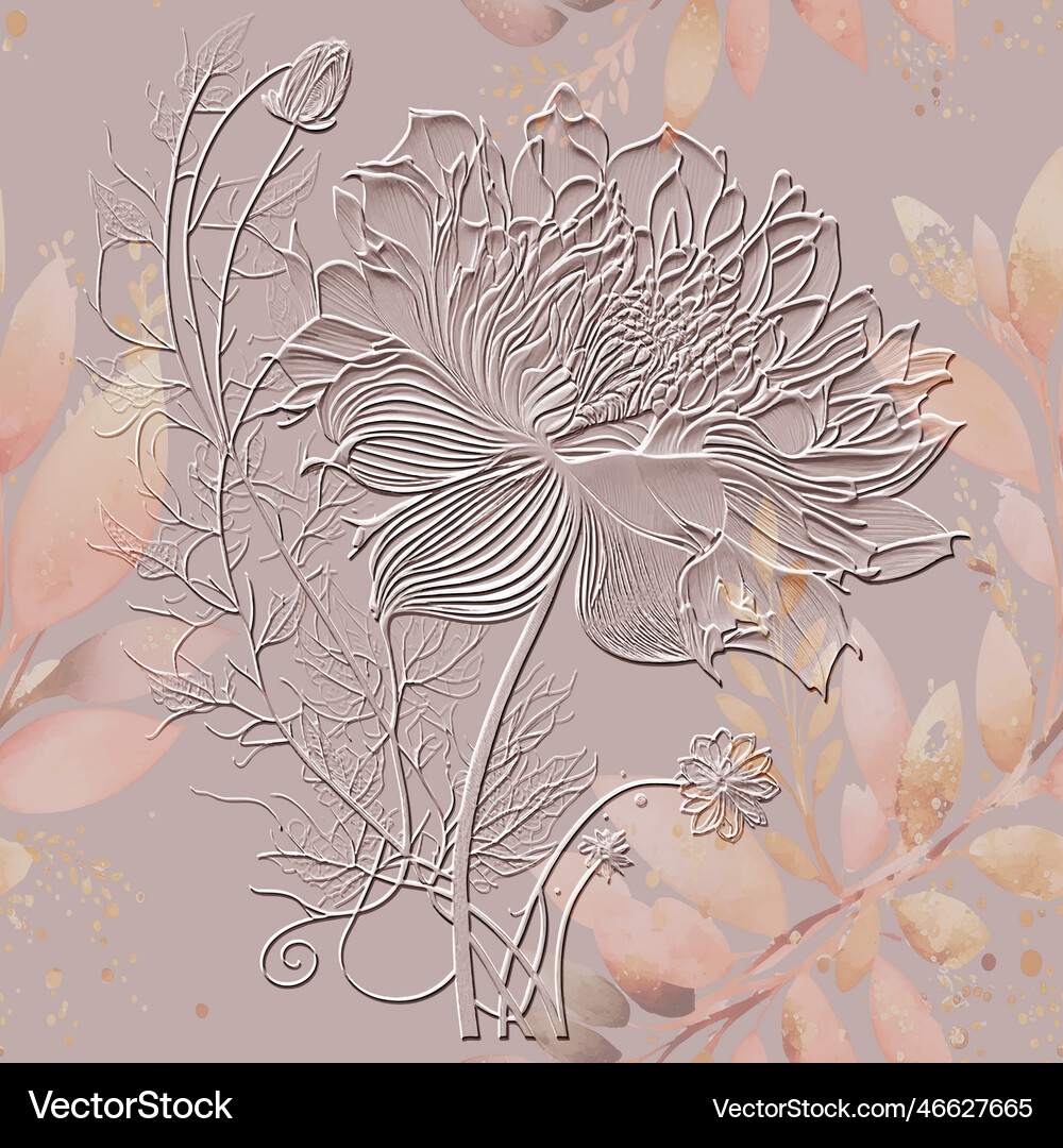 Beautiful lines flowers textured 3d seamless Vector Image