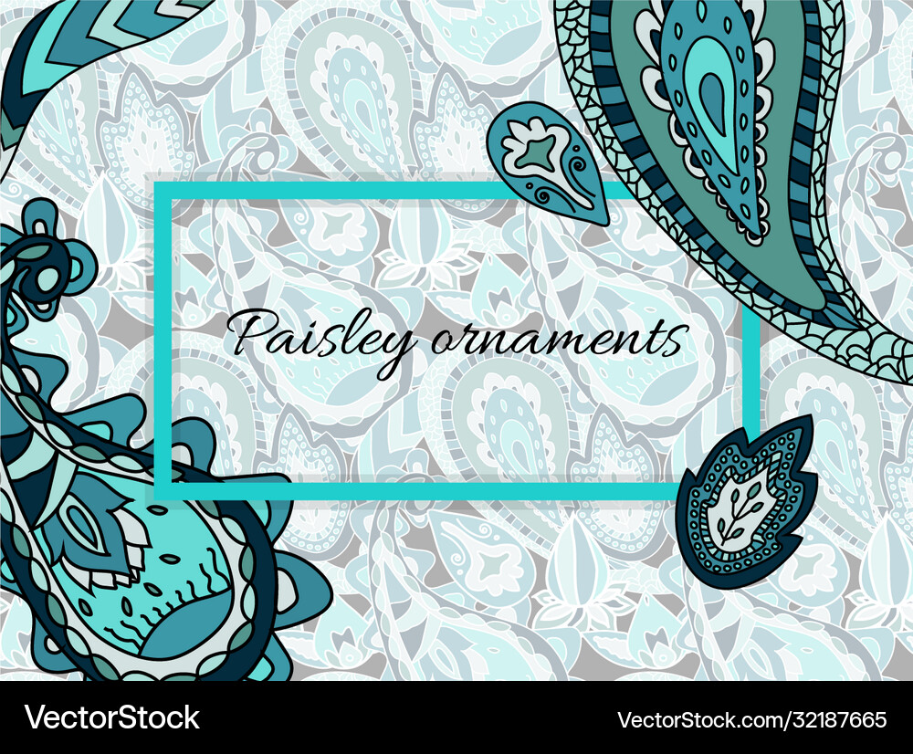 Card with paisley ornaments with space for text Vector Image