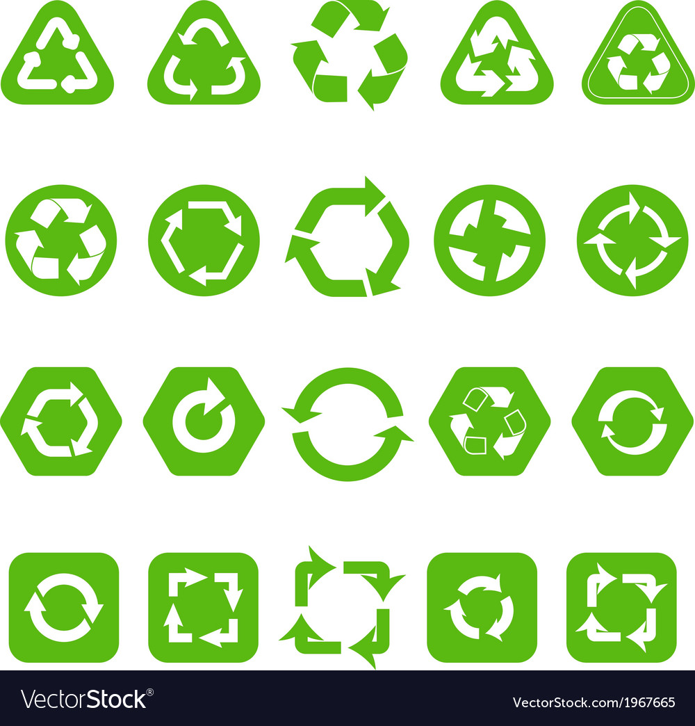 Collection of different recycle icons Royalty Free Vector