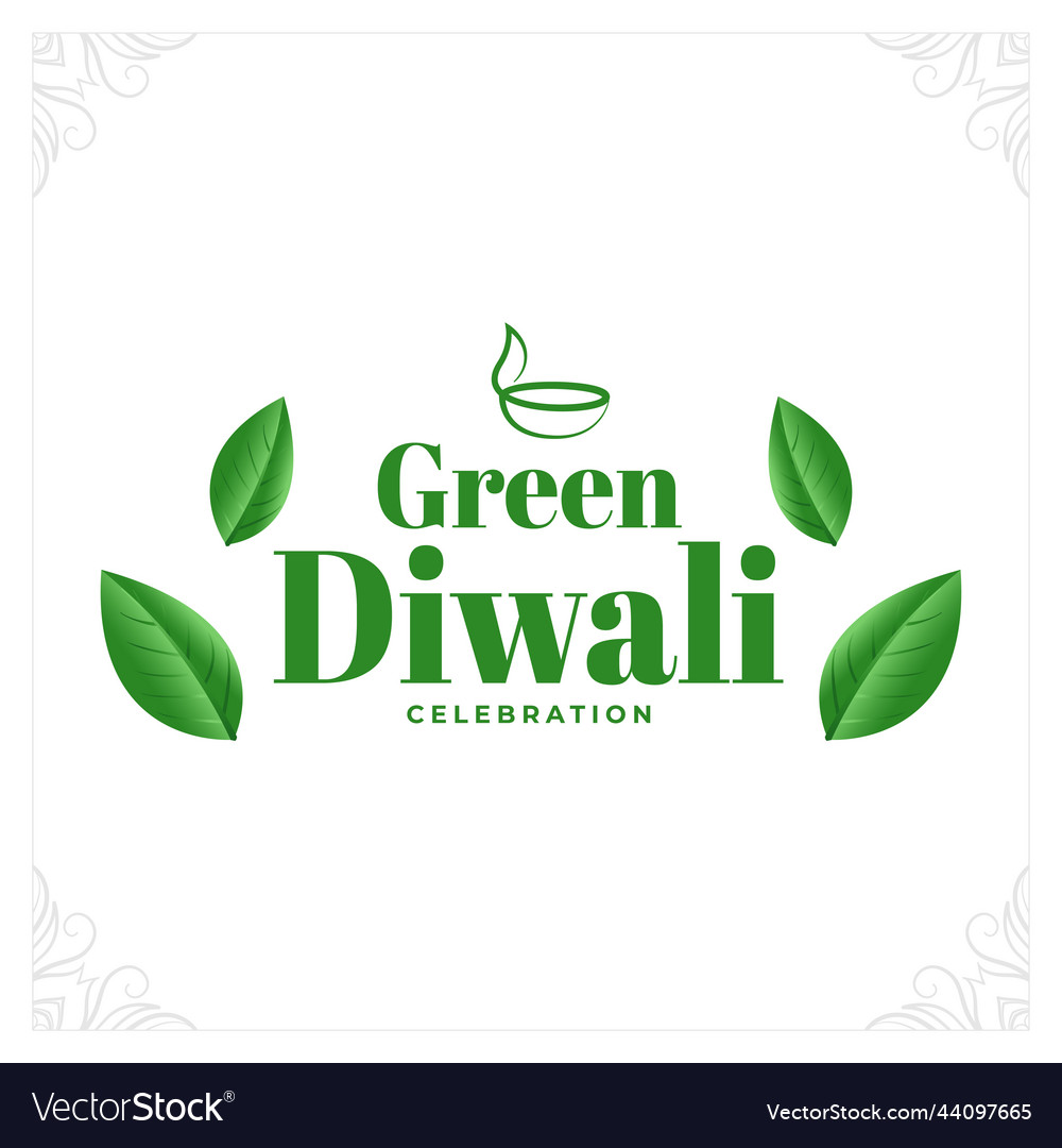 Happy green diwali greeting card with leaves Vector Image Happy green diwali greeting card with leaves Vector Image