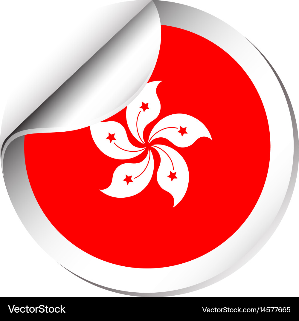 Hong kong flag in sticker design Royalty Free Vector Image