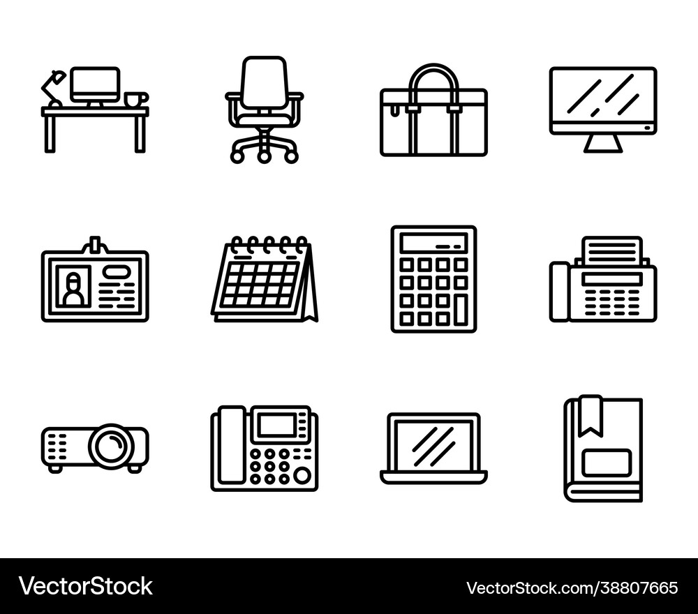 Office materials outline icon and symbol Vector Image
