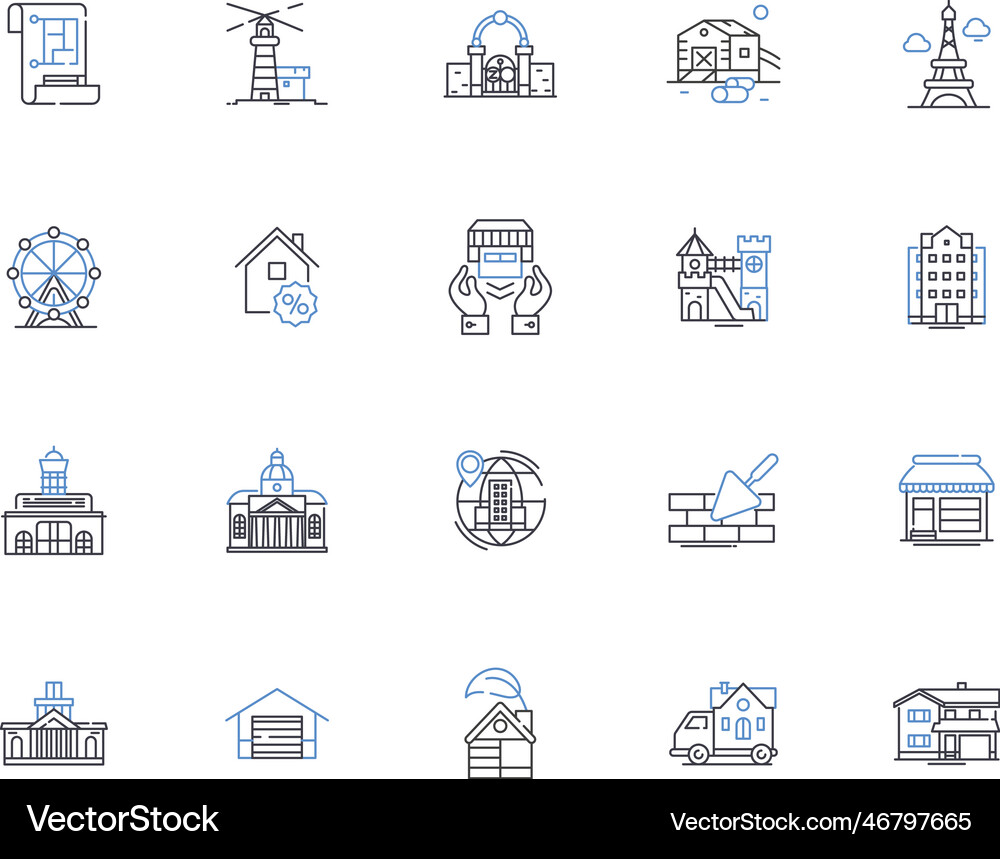 Palaces line icons collection magnificent Vector Image