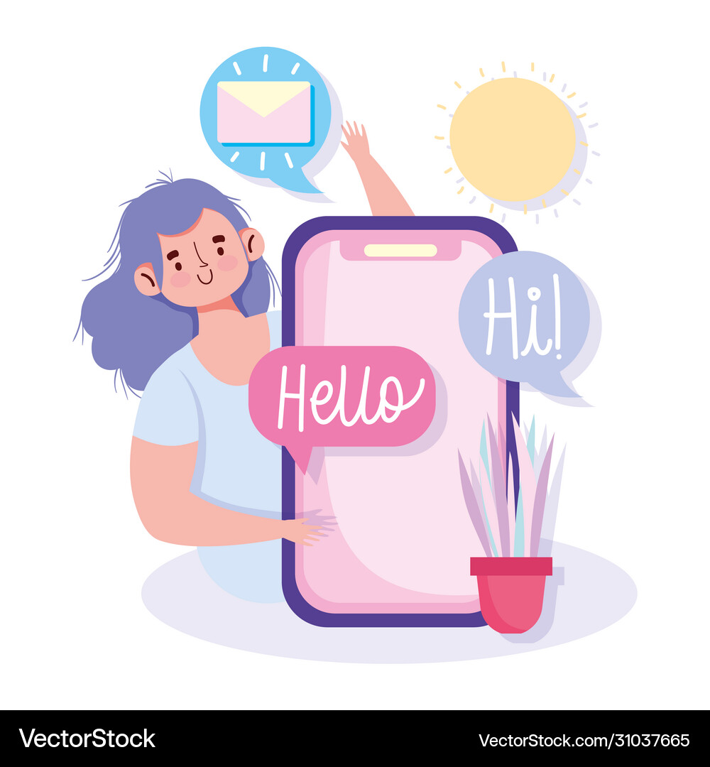 People communication and technology young woman Vector Image