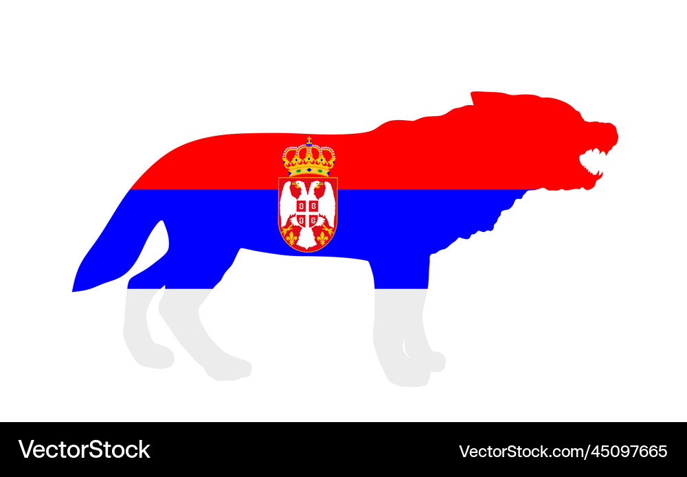 Serbian flag wolf animal silhouette Royalty Free Vector
