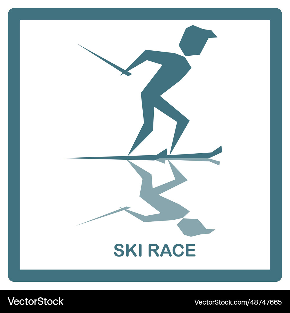 Ski race racer icon with shadow racing Royalty Free Vector