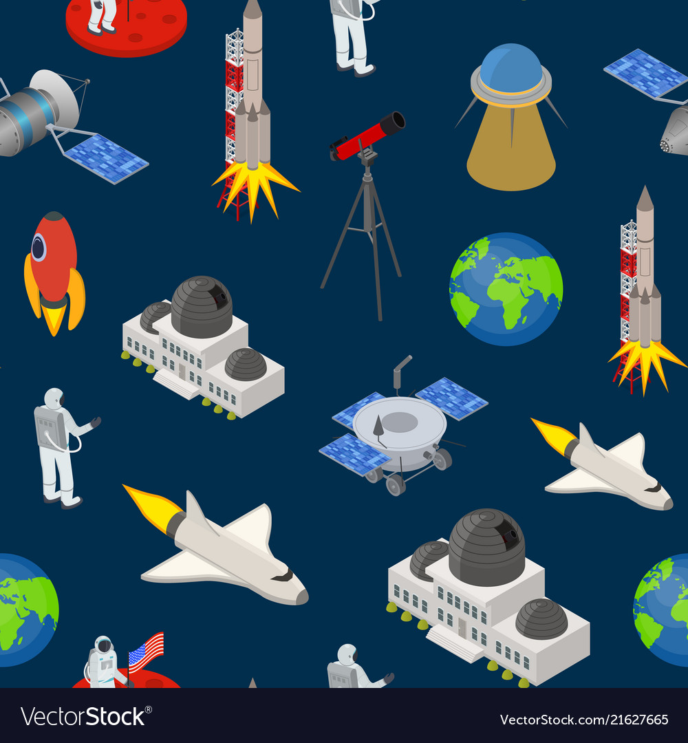 Space seamless pattern background isometric view Vector Image