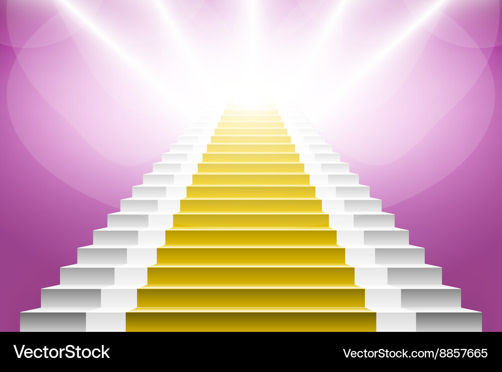Staircase with orange carpet stairs Royalty Free Vector