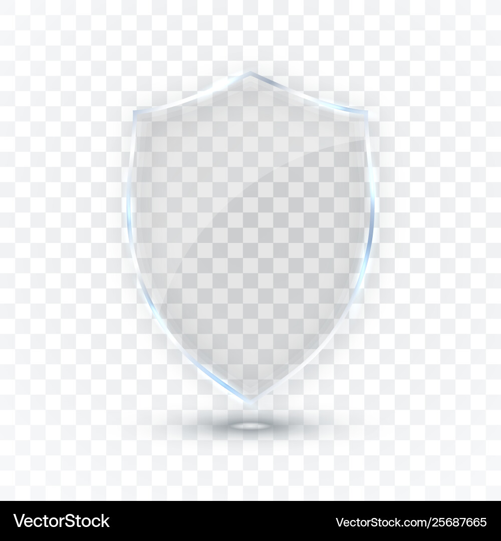 Transparent shield safety glass badge icon Vector Image