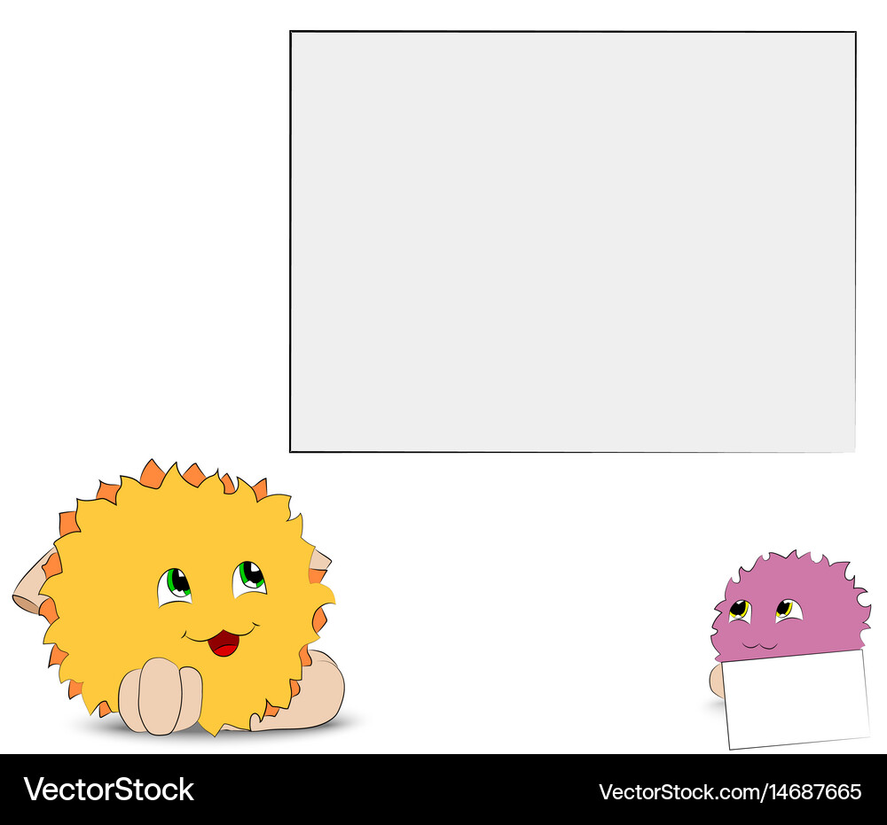 Two cartoon characters look at the poster Vector Image