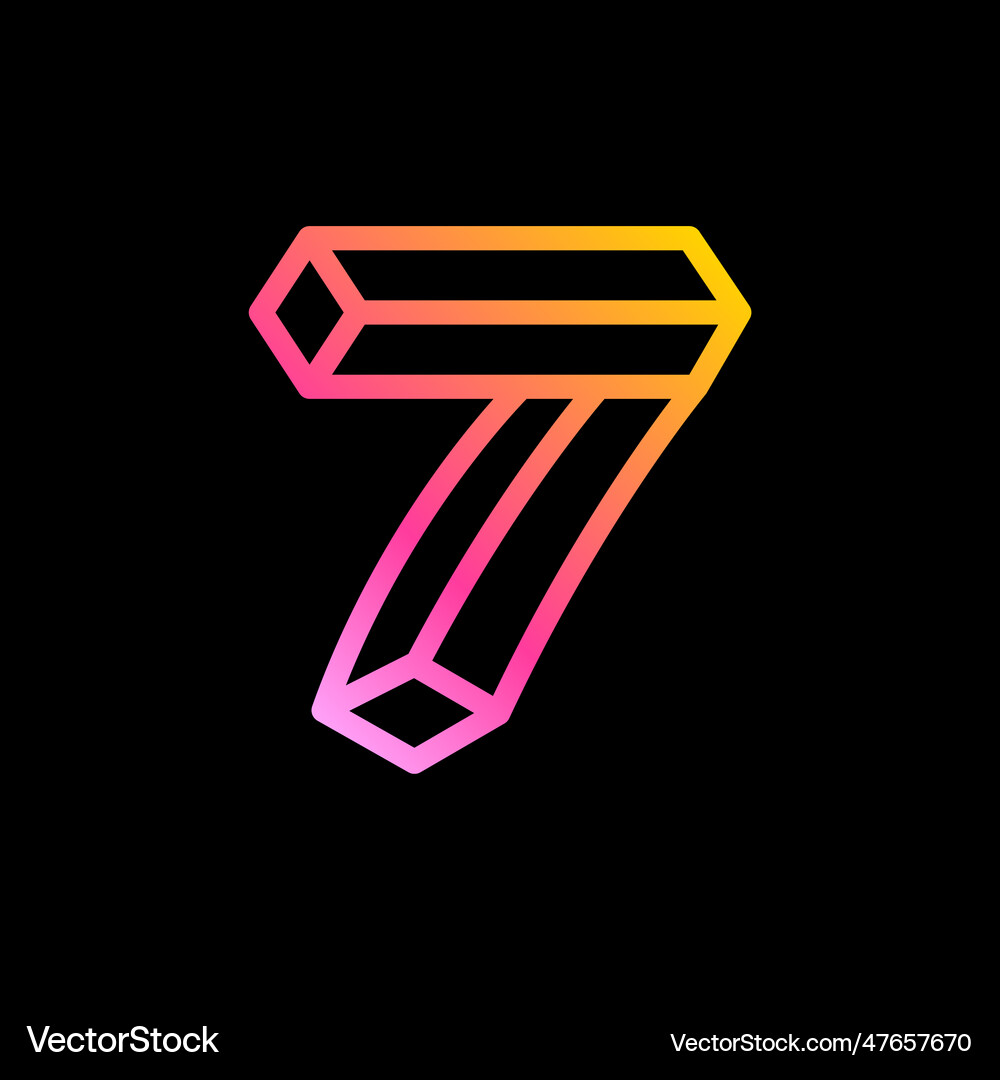 7 logo isometric number seven neon lights emblem Vector Image