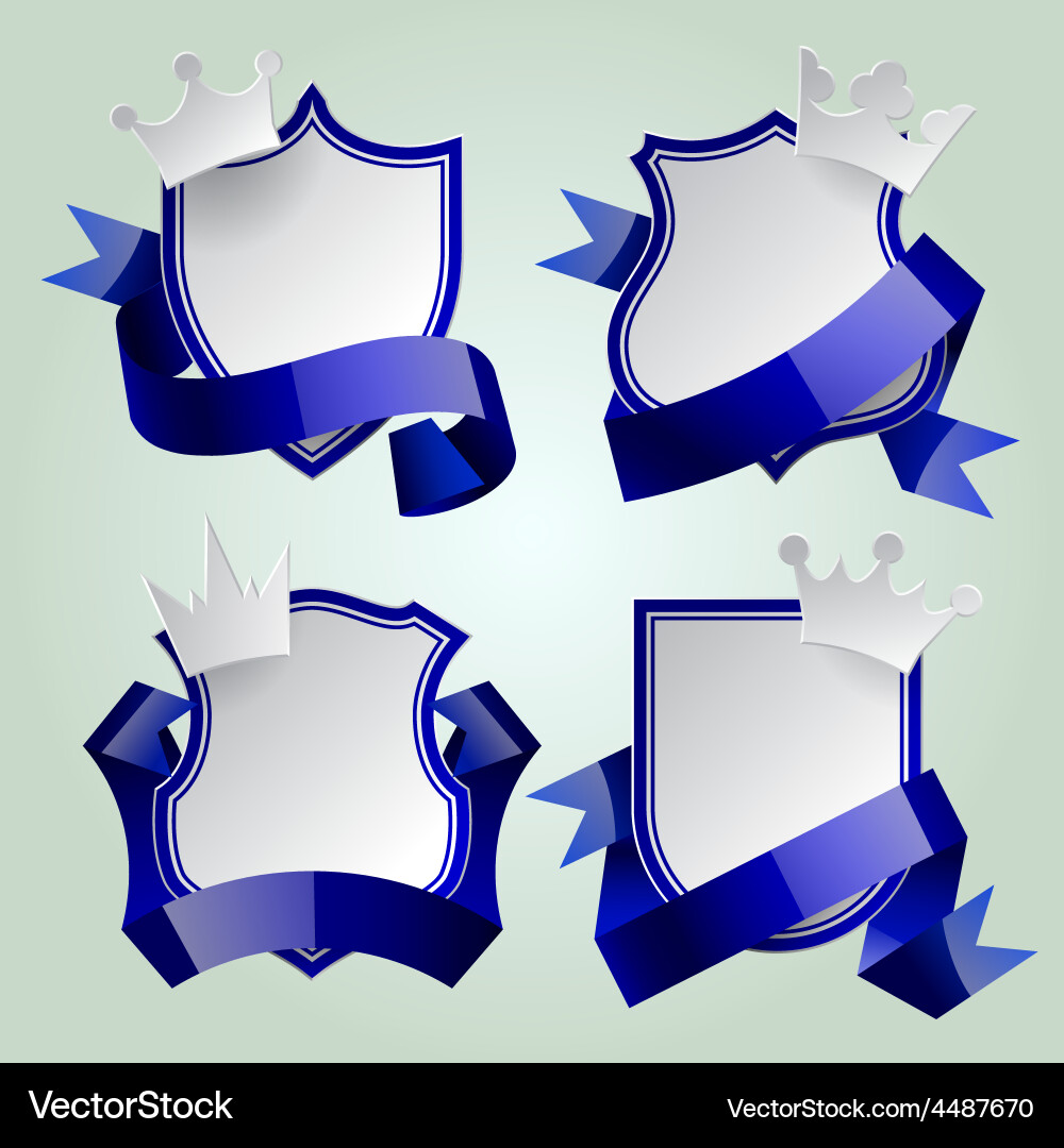 Badge set with ribbon and crown Royalty Free Vector Image