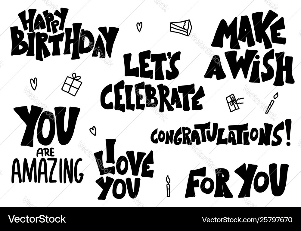 Birthday Text Collection Royalty Free Vector Image