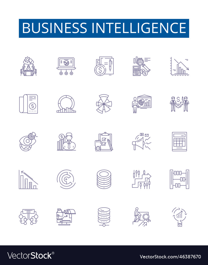 Business intelligence line icons signs set design Vector Image Business intelligence line icons signs set design Vector Image