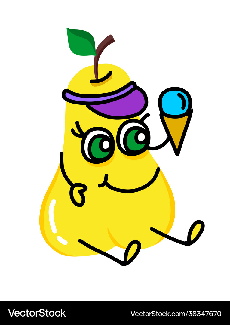 Cartoon cute kind yellow a pear Royalty Free Vector Image