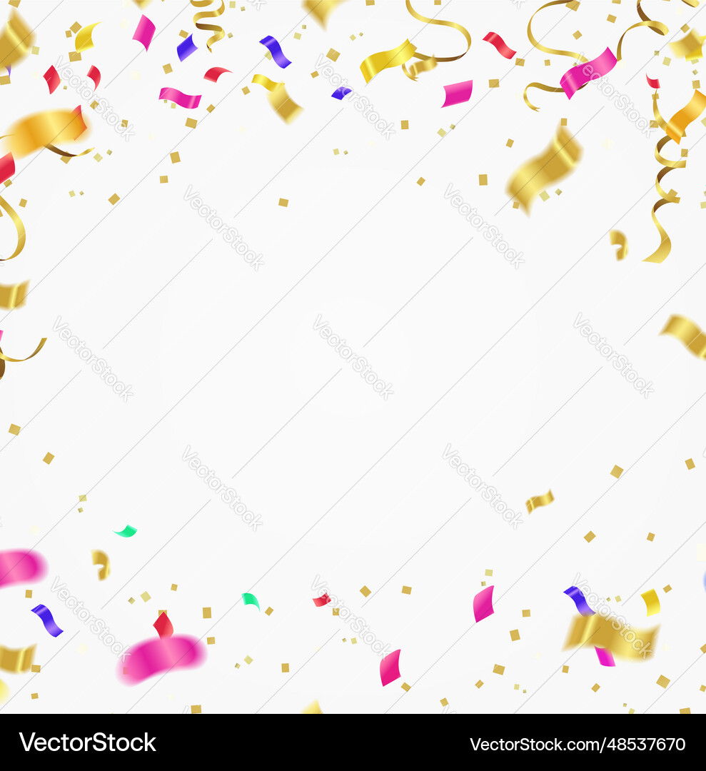 Celebration background with confetti and ribbons Vector Image