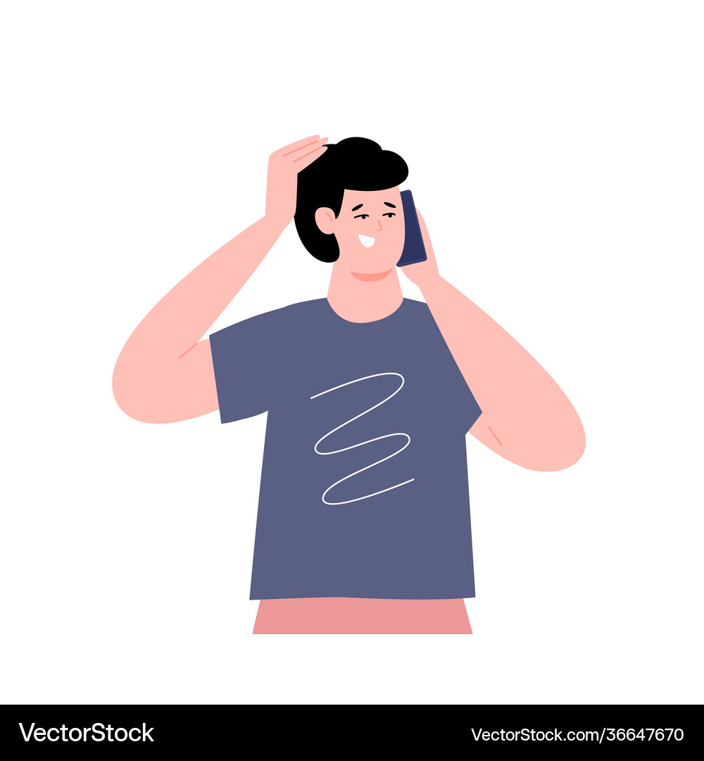 Cheerful man talking on mobile phone cartoon Vector Image