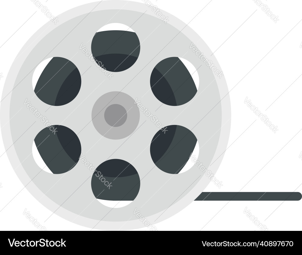 Film reel icon flat isolated Royalty Free Vector Image