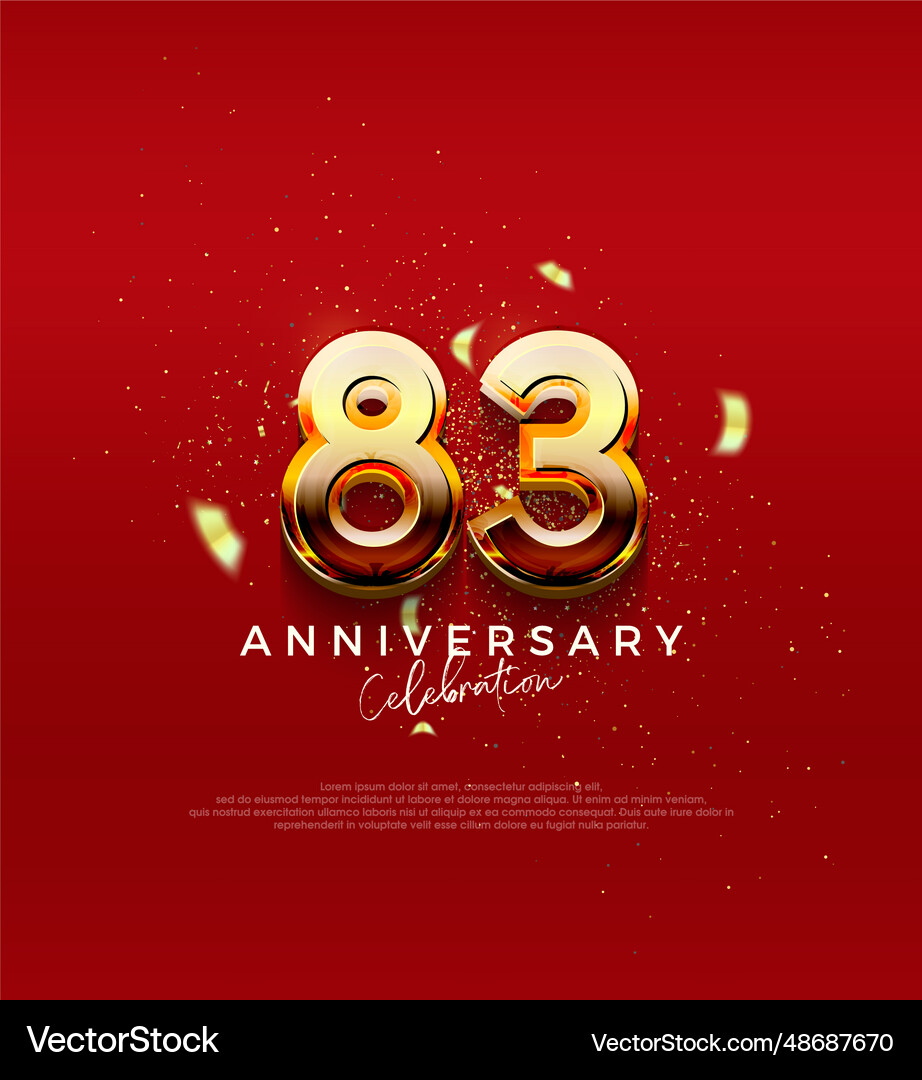 Golden number for 83rd anniversary celebration Vector Image