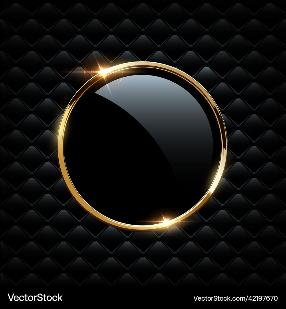 Golden sparkling ring with glass circle isolated Vector Image