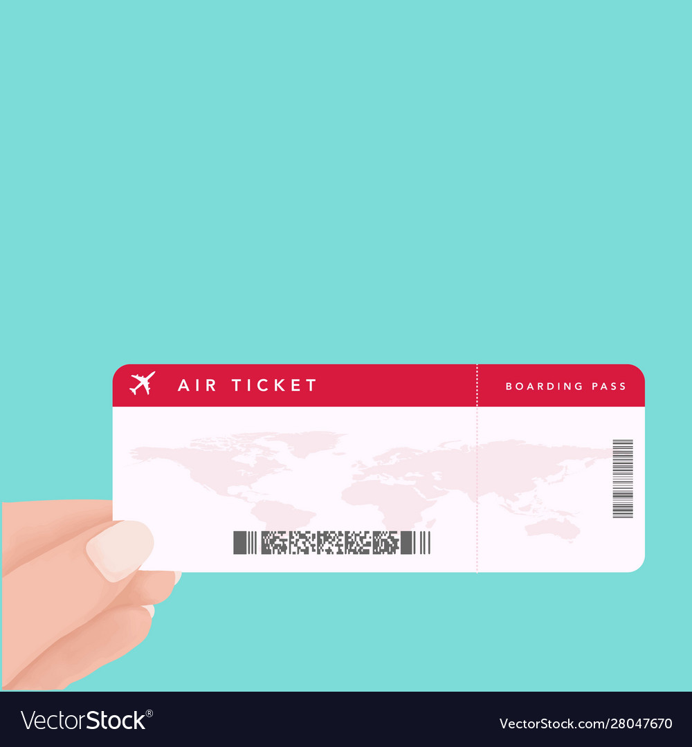 Hand Holding Boarding Pass Ticket Airline Vector Image