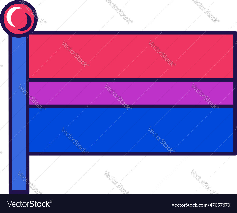 Outline Flagpole Flag Bisexual Pride Royalty Free Vector