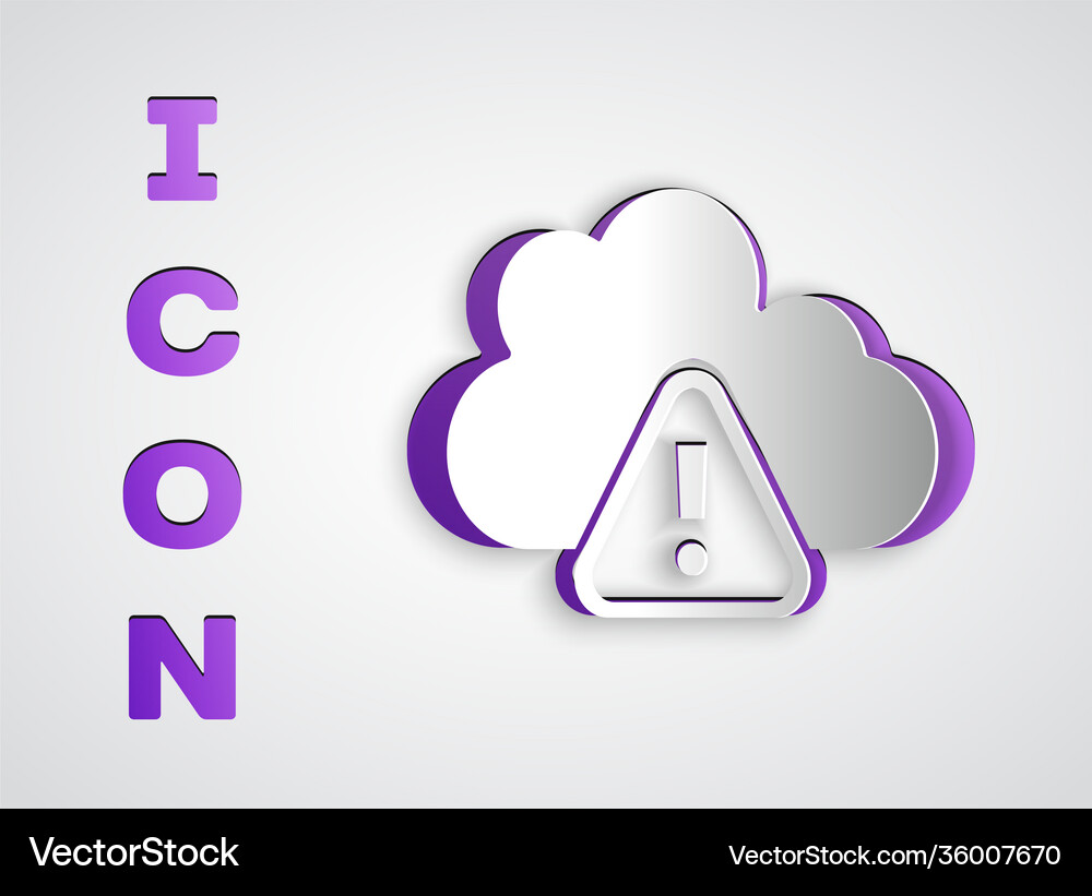 Paper cut storm warning icon isolated on grey Vector Image