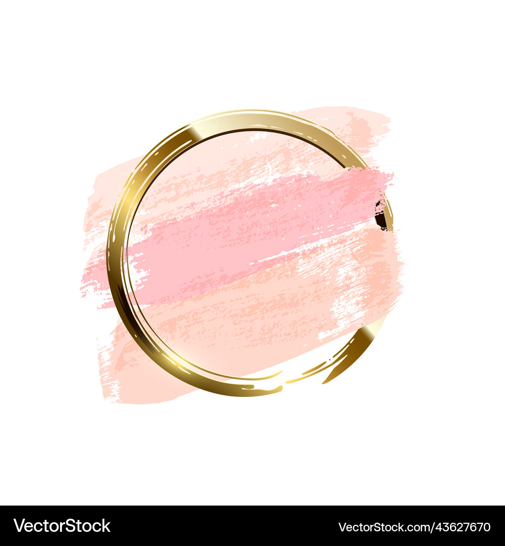 Pastel pink brush strokes with golden ring Vector Image