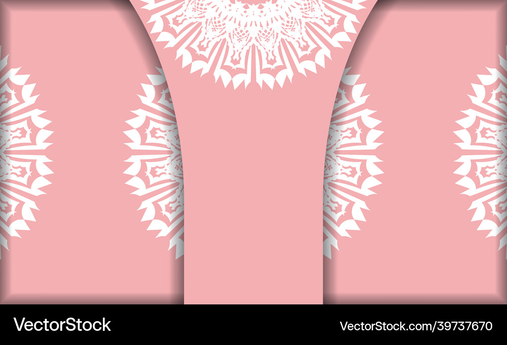 Pink banner with abstract white pattern and place Vector Image