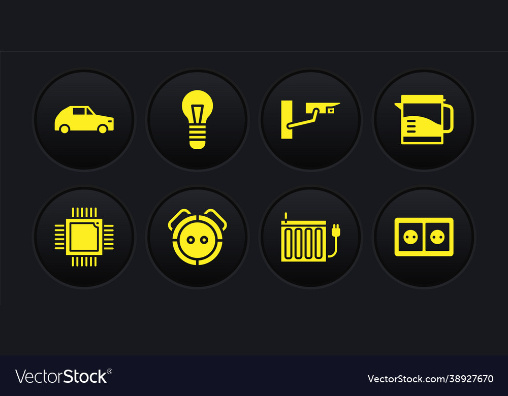 Set processor with microcircuits cpu electric Vector Image