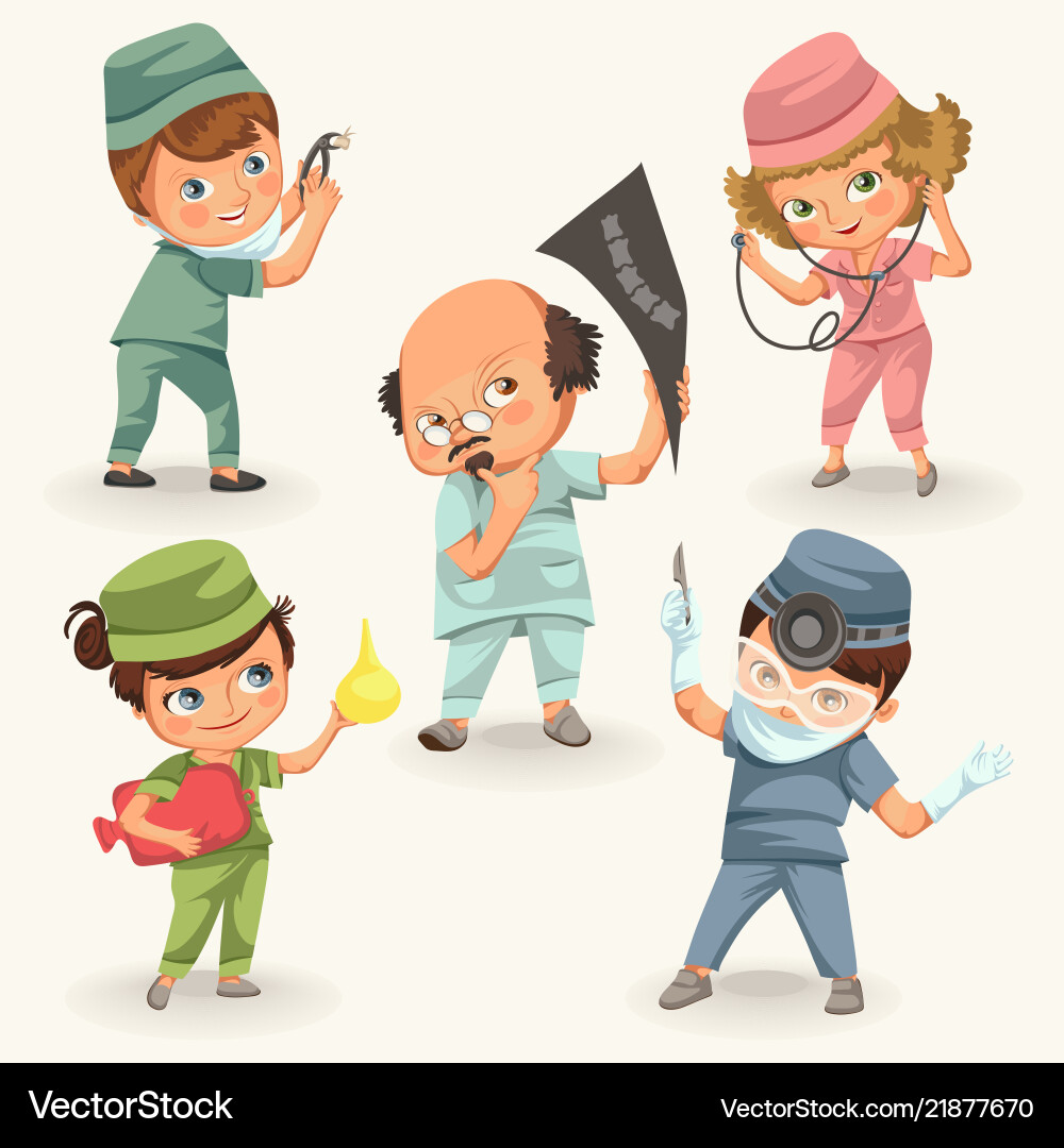 Various medical professions colorful set Vector Image
