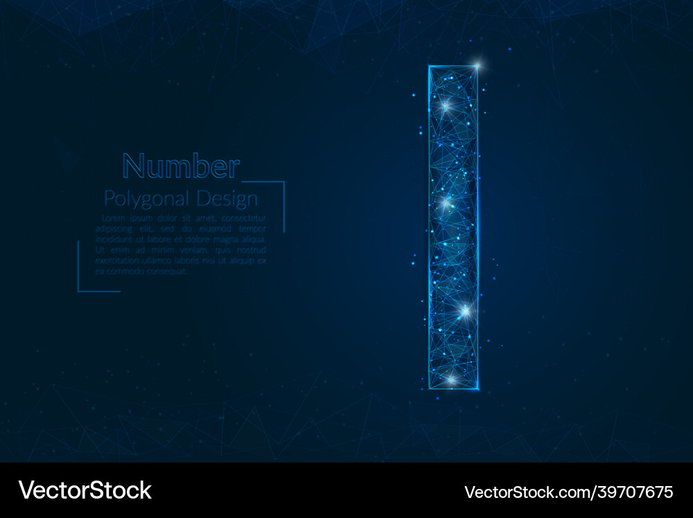 Abstract isolated blue image of a number one Vector Image