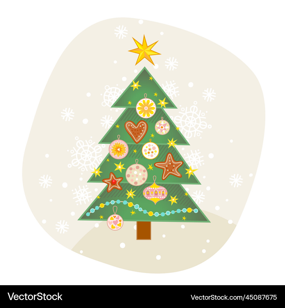 Cartoon christmas tree with christmas star Vector Image