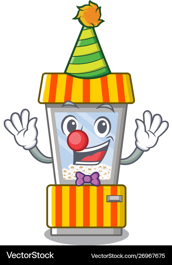 Clown popcorn vending machine in mascot shape Vector Image