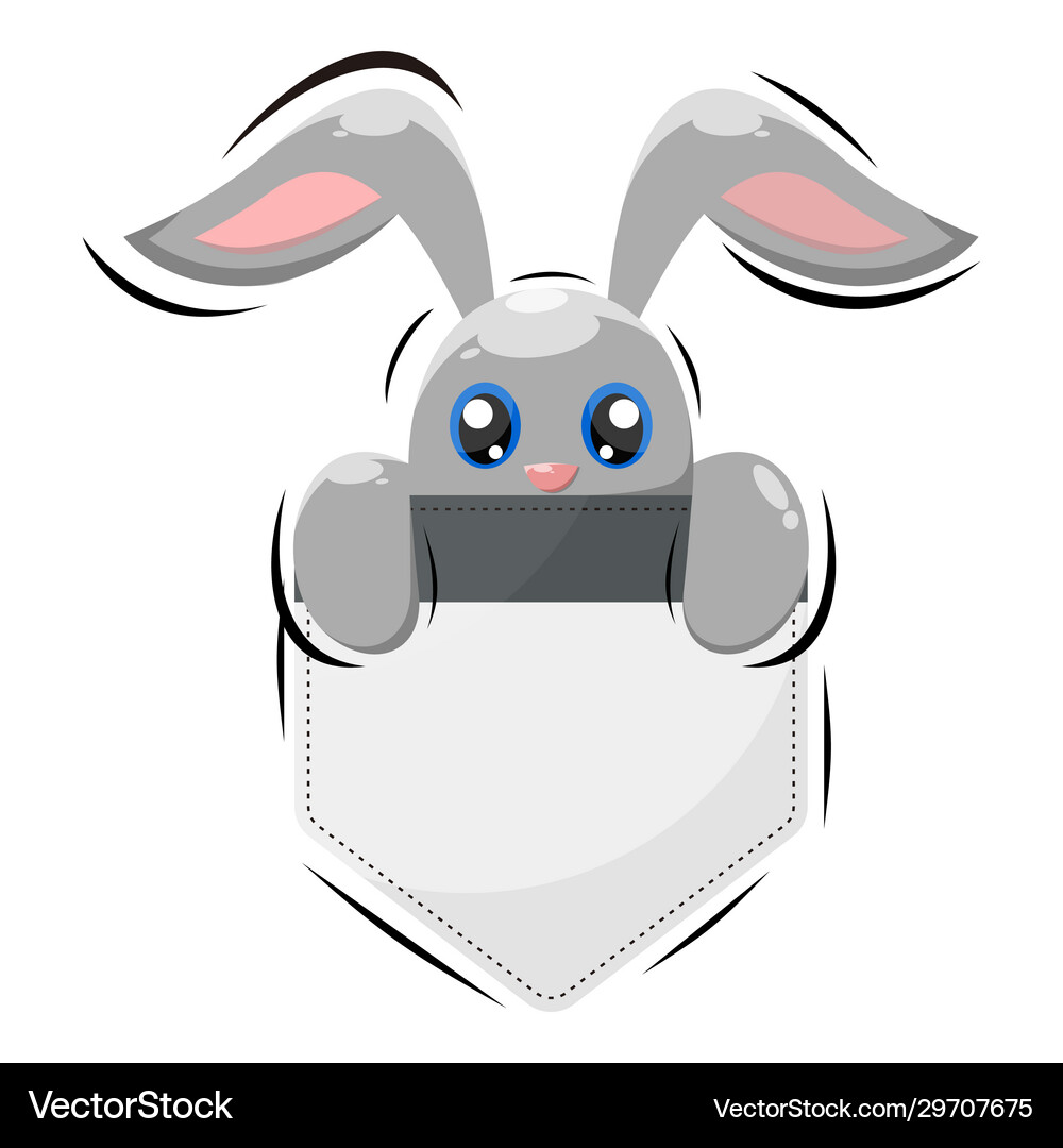Cute rabbit hiding in a pocket mascot premium Vector Image