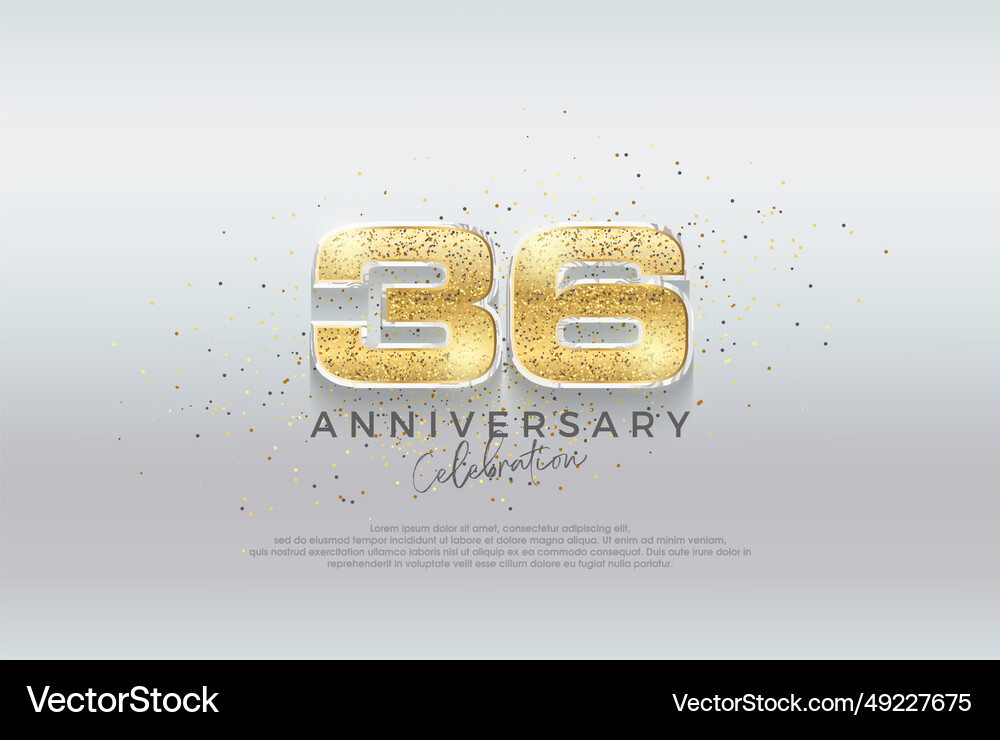 Golden number 36th premium design with luxurious Vector Image
