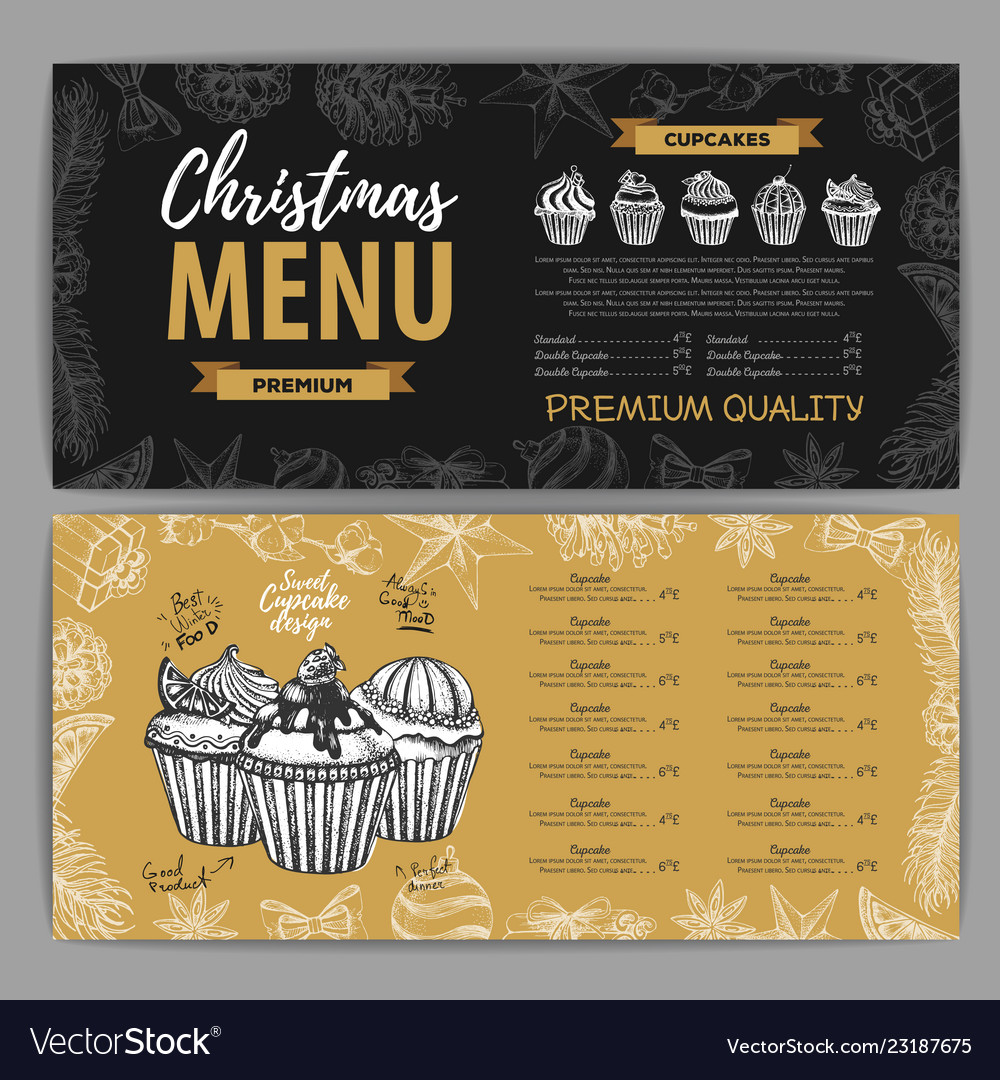 Hand drawing christmas holiday menu design Vector Image