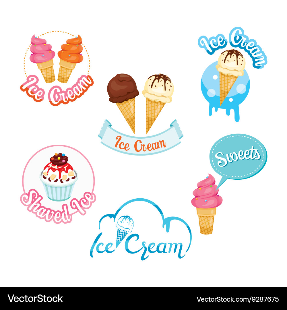 Set Of Ice Cream Design Elements Logo And Label Vector Image