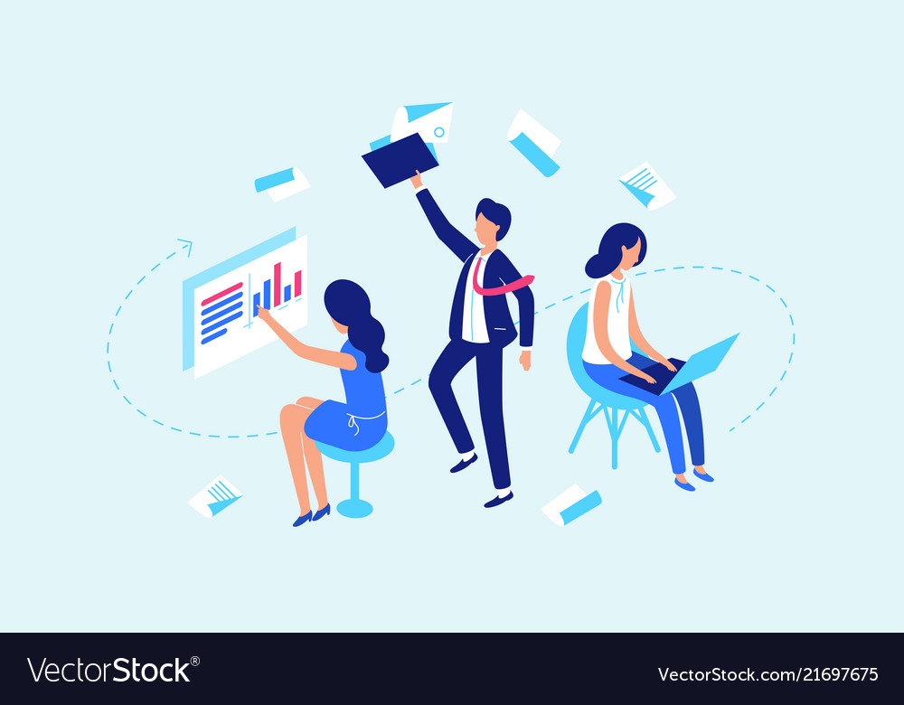 Work flow working with documents and data Vector Image